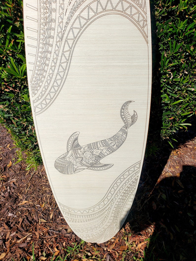 47 Hand Carved Whale Shark Surfboard Natural Wood Tiki - Etsy