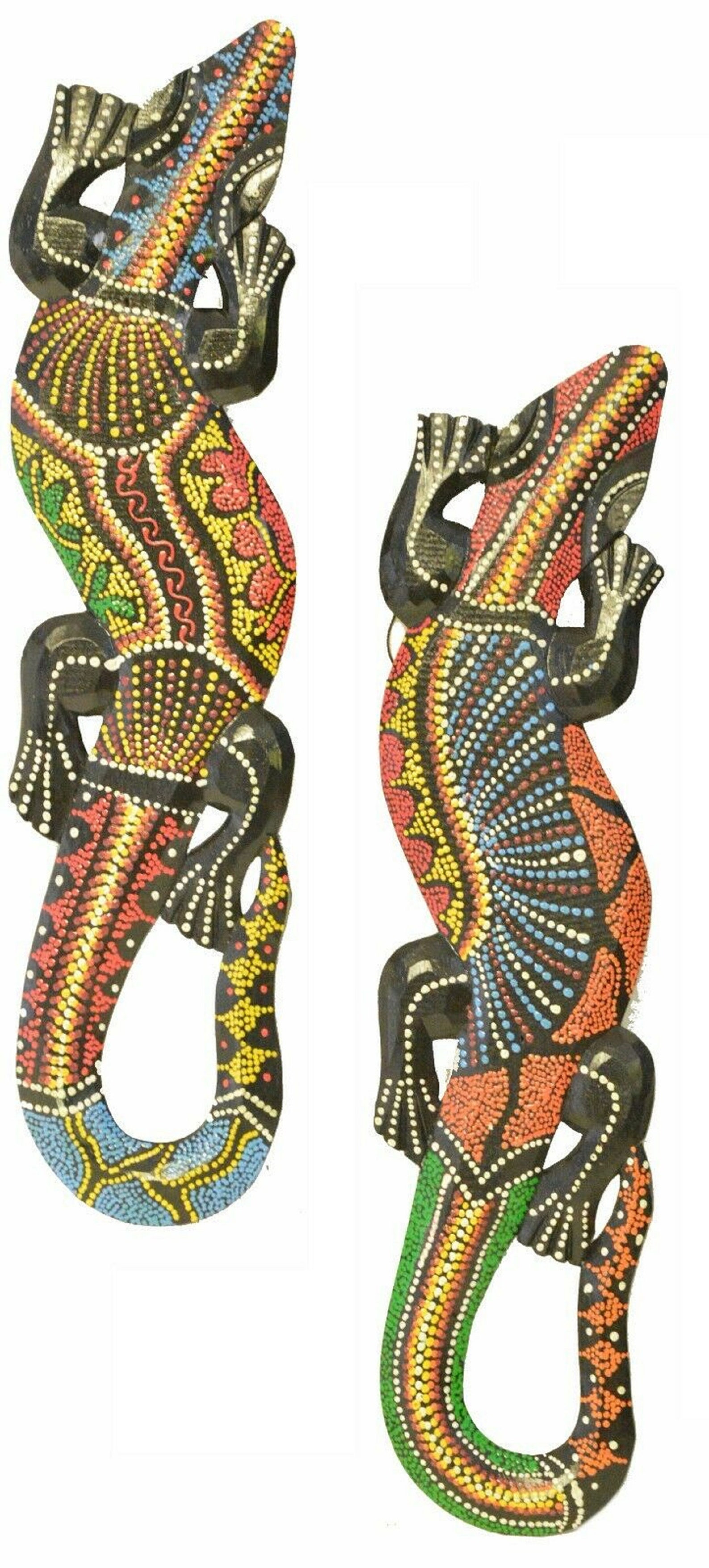 2 ABORIGINAL DESIGN GECKO Colorful Wood Wall Art Tropical - Etsy