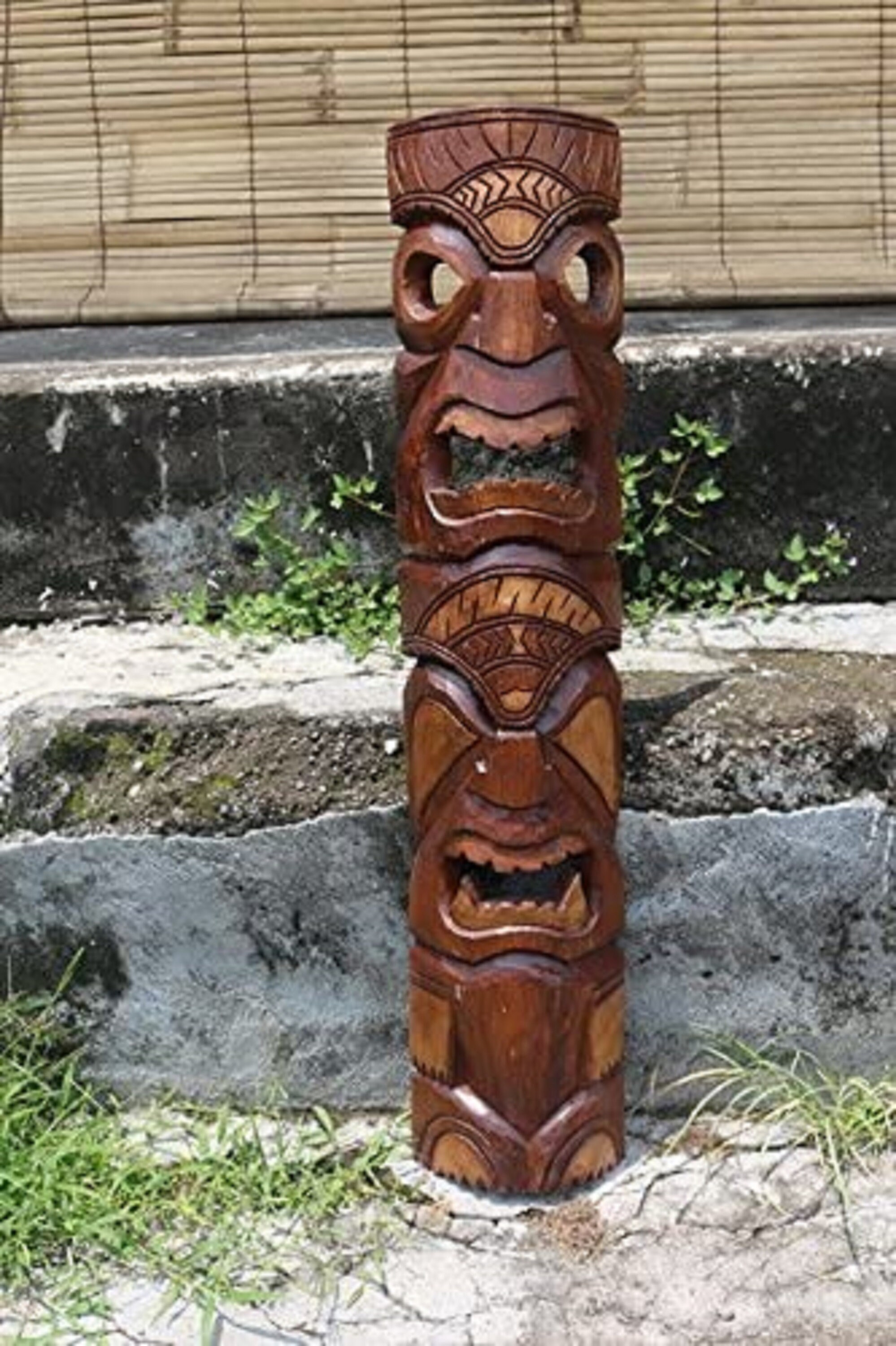 Tiki Statue Strength and Warrior Tiki Mask 40 Antique | Etsy