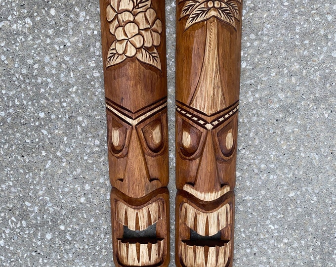 40 Tiki Mask Set Tiki Statue Tiki Bar Decor Tiki Tribal - Etsy