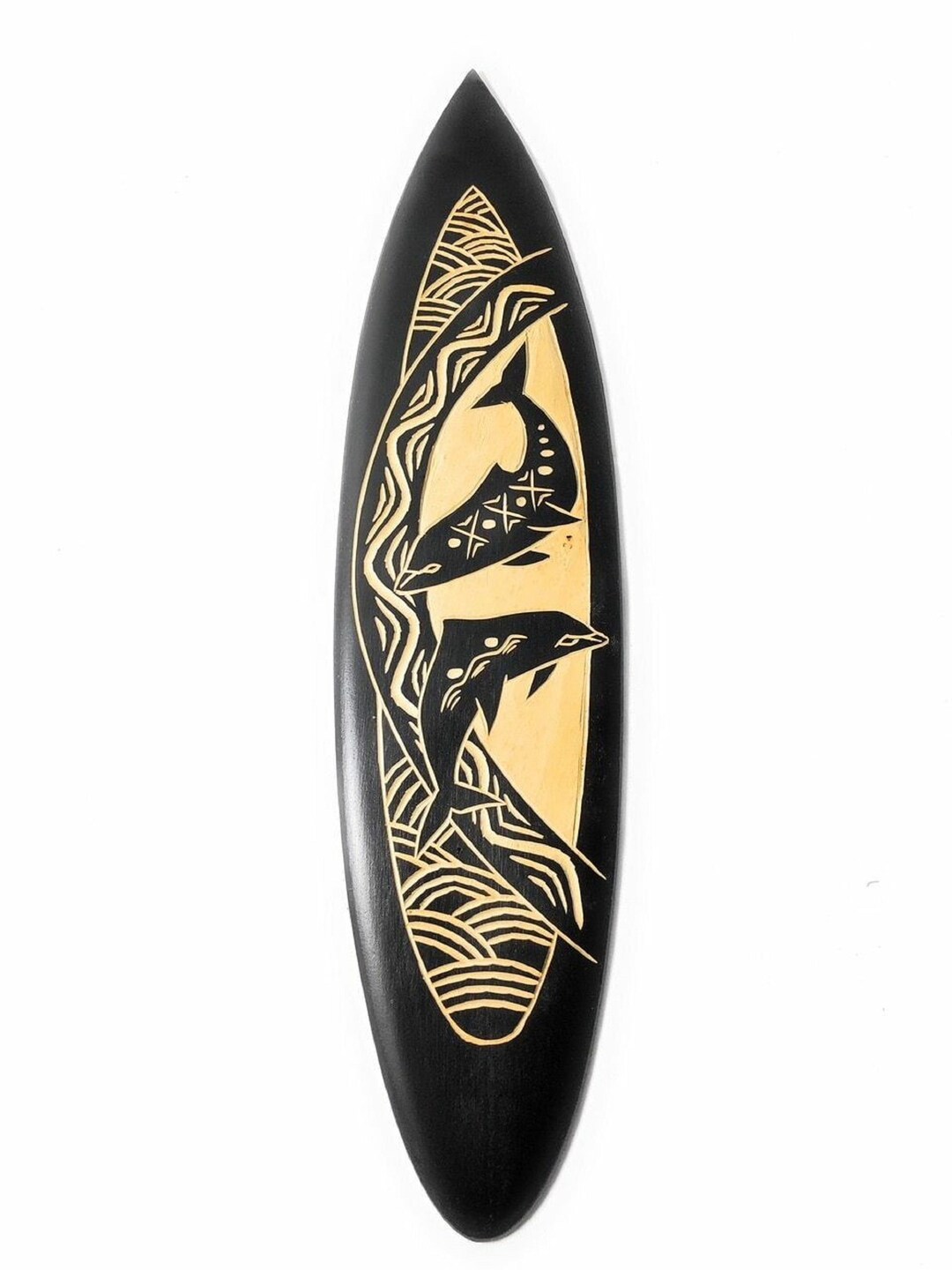 Tiki Surfboard W/ Dancing Dolphins 16 Hand Carved - Etsy