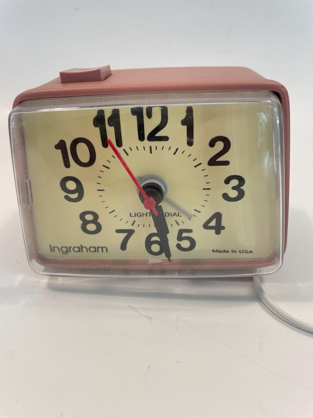 Vintage Ingraham Alarm Clock Pink Mauve Electric Toastmaster 49-711 ...