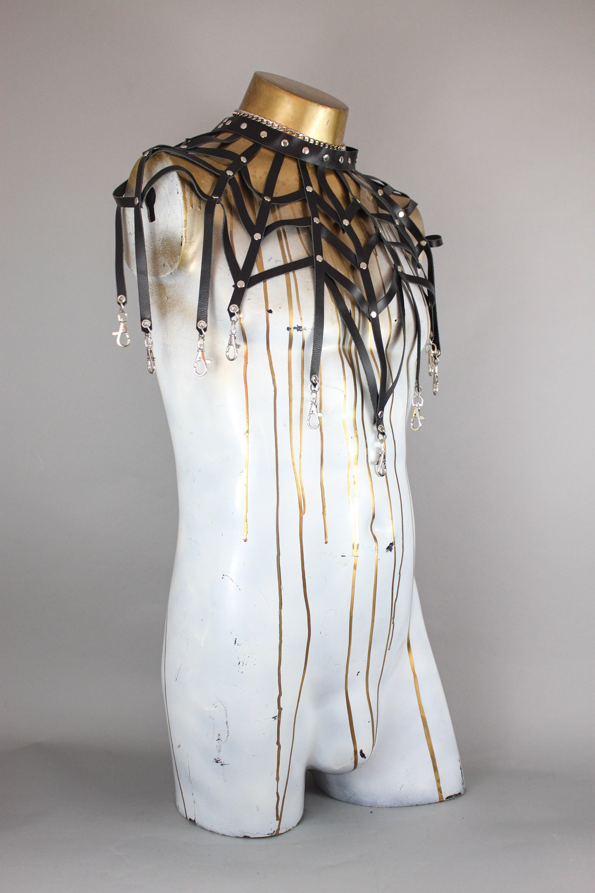 Leather Harness Spider Web Harness Handmade Chest Cage BDSM Accessory ...