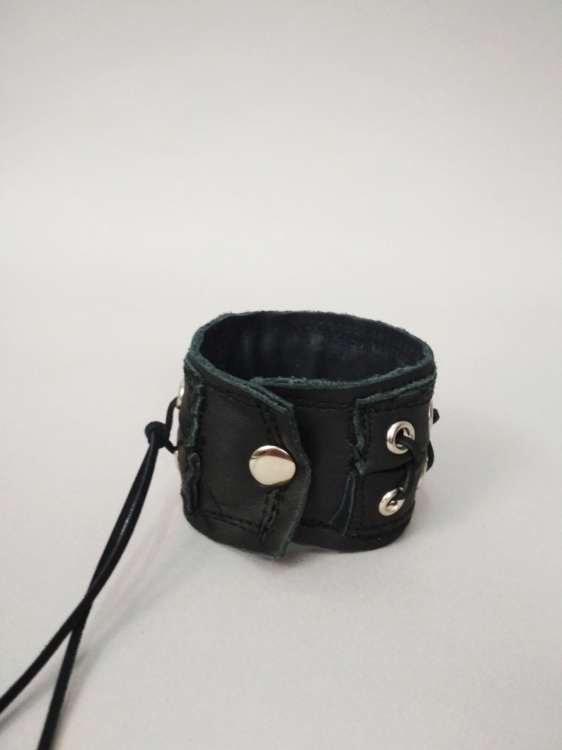 Alternative Leather Cuff Bracelet Black Leather Bracelet Rocker Style ...