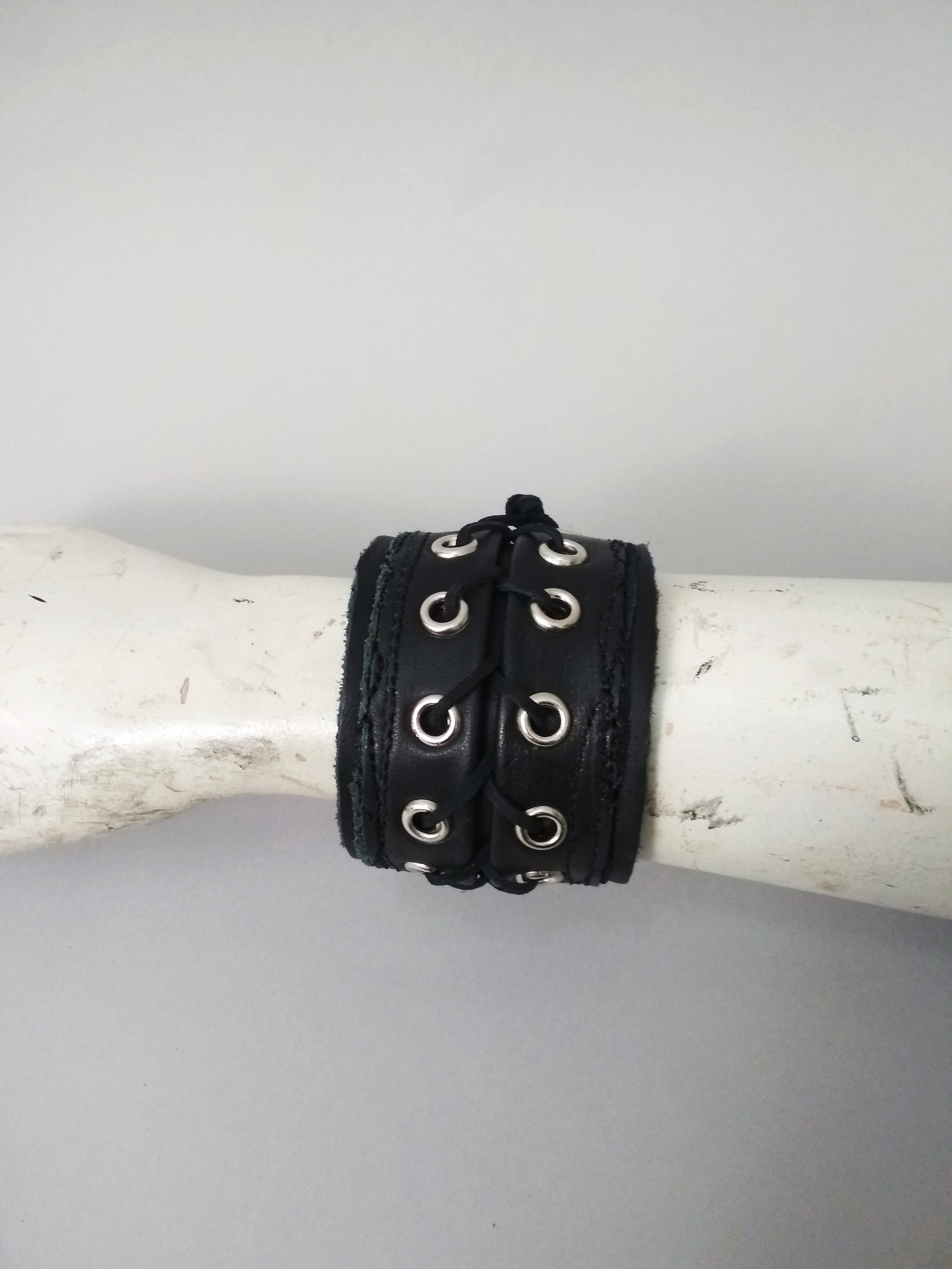 Alternative Leather Cuff Bracelet Black Leather Bracelet Rocker Style ...