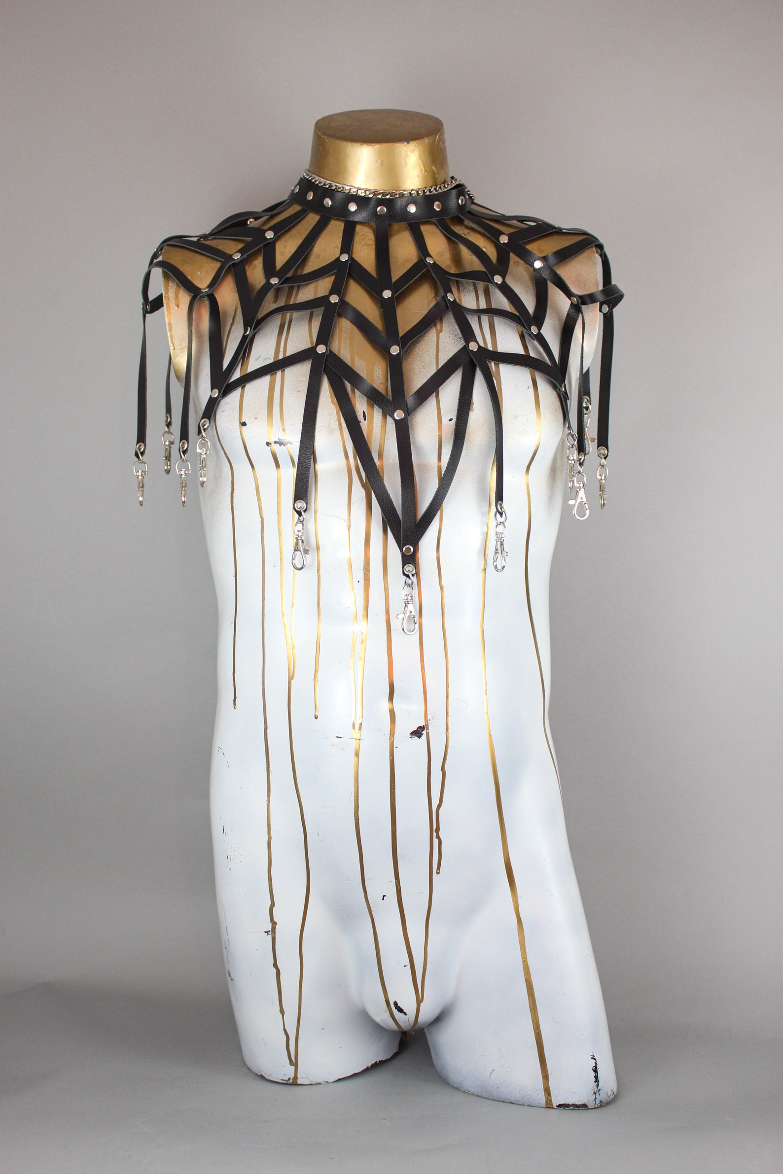 Leather Harness Spider Web Harness Handmade Chest Cage BDSM Accessory ...