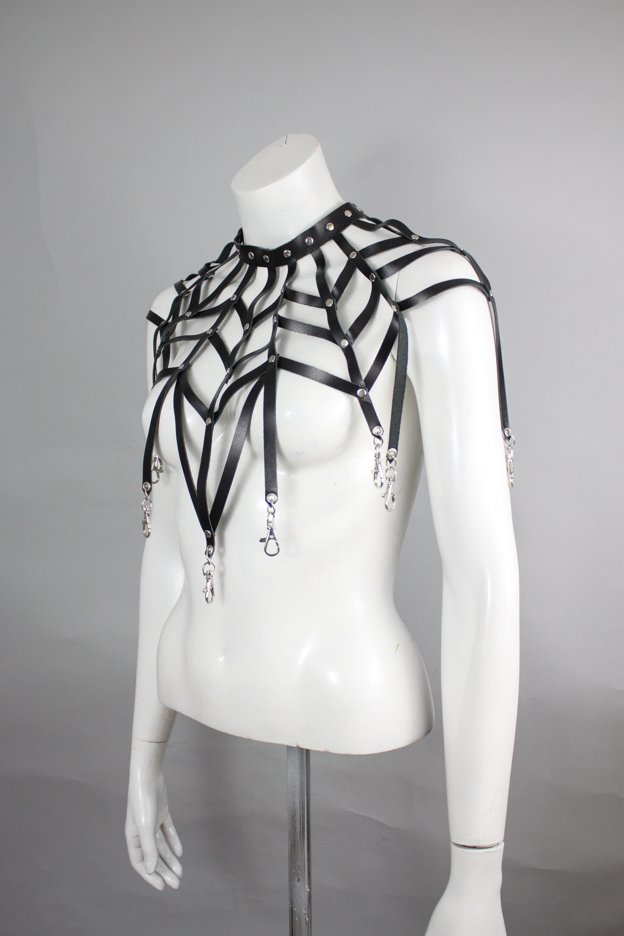 Leather Harness Spider Web Harness Handmade Chest Cage BDSM Accessory ...