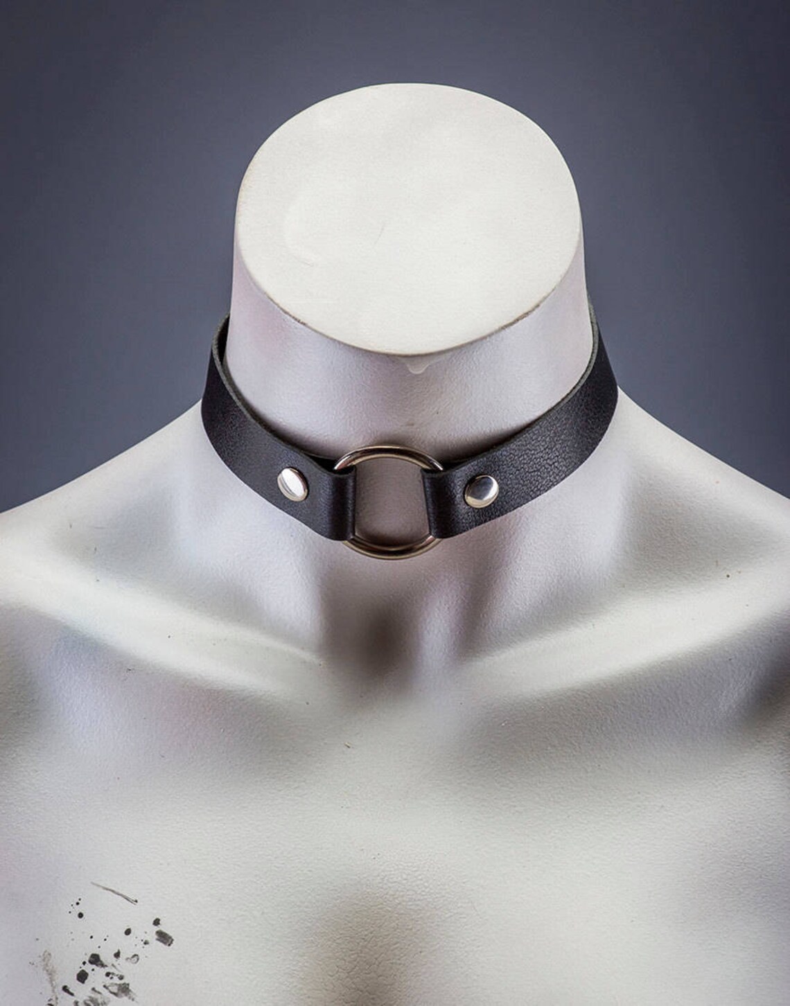 Black Leather O-ring, Black Leather Choker, Black O-ring Collar, Sexy ...