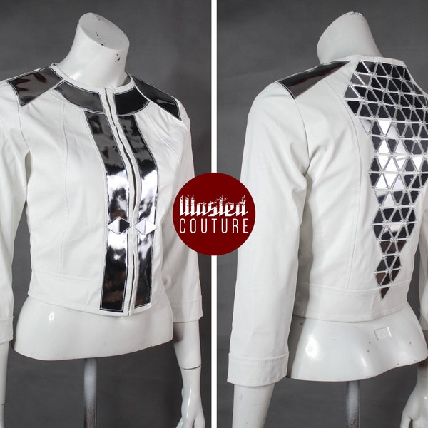 White Leather Jacket - Etsy