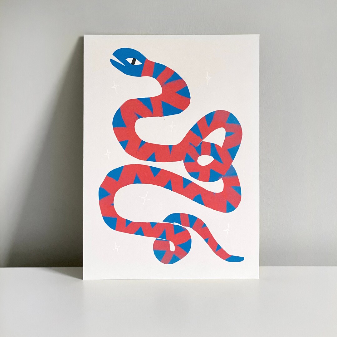 Reptile Animal, Snake Digital Art Print, A5/A4 Wall Art Decor Wall Art ...