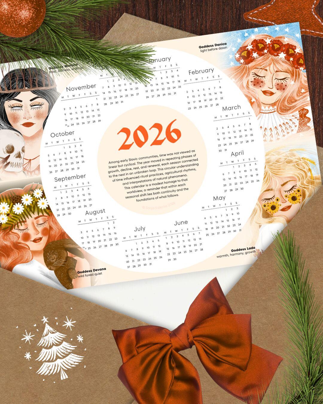 Slavic Folklore Circular Calendar 2026 • Digital Download • Printable ...