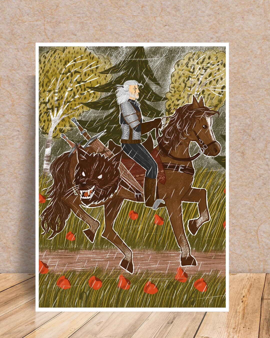 Gaming Poster the Witcher 3 Geralt Art Print Roach Art Print Witcher ...