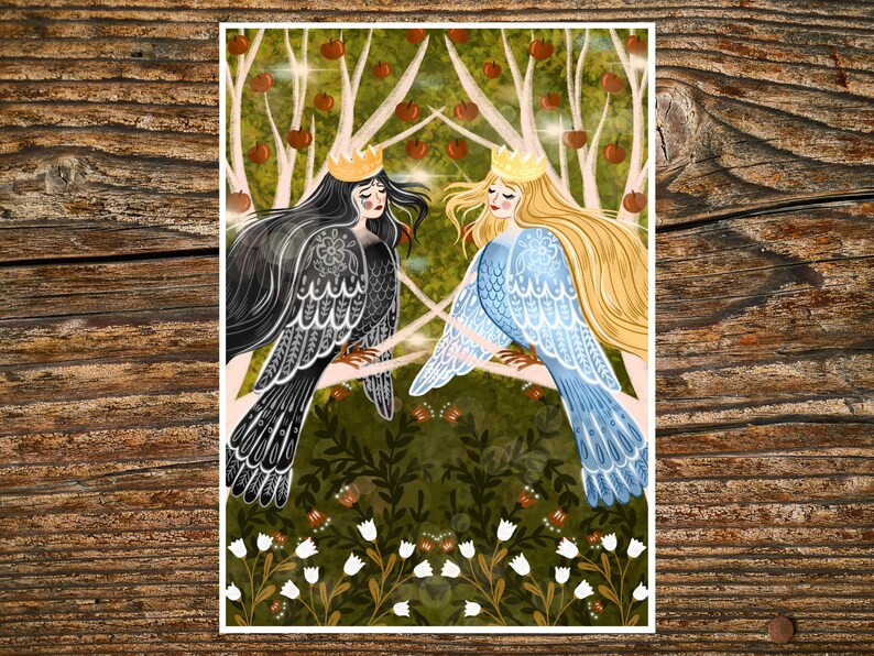 Alkonost and Sirin Folklore Poster Slavic Pagan - Etsy