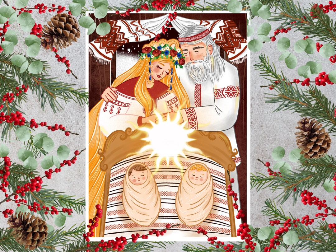 Winter Solstice Art Print Perun Mokosh Yarilo Morana Art Poster Slavic ...