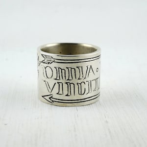 Omnia Vincit Amor Ring : Sterling Silver & Pink Garnet Band Ring ...