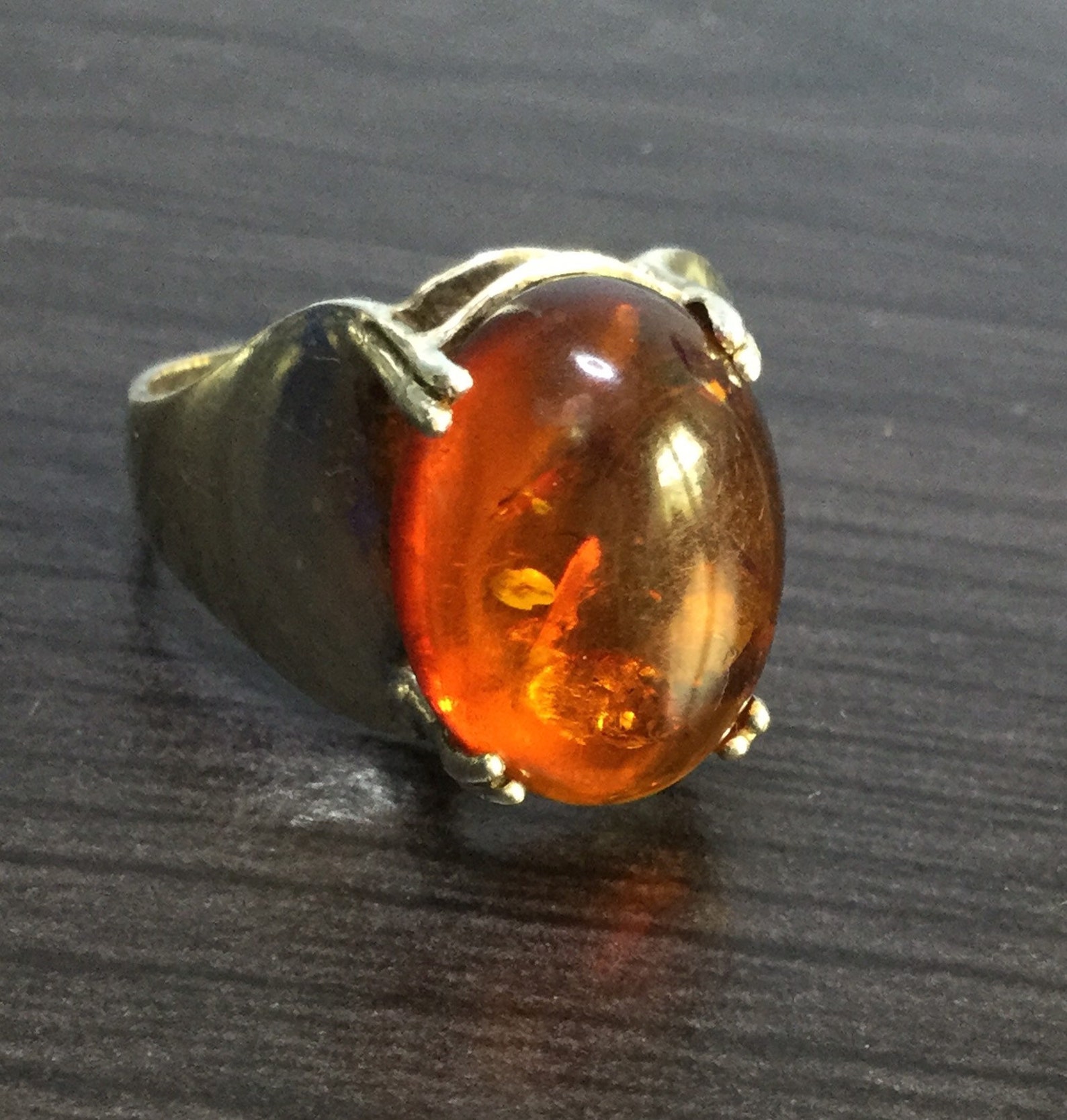 Sterling Silver Amber Ring - Etsy