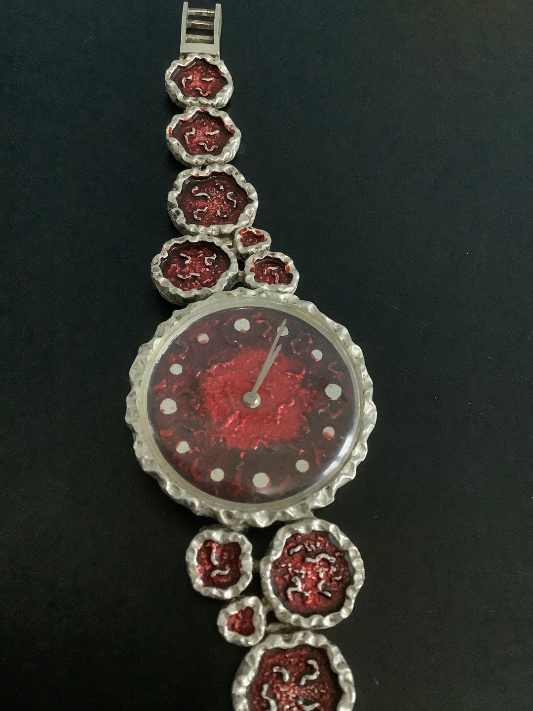 Sterling Silver Red Enamel Watch - Etsy