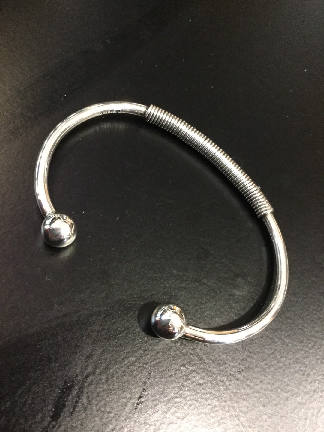 Silver Torque Bangle With a Wire Wrap Centre - Etsy