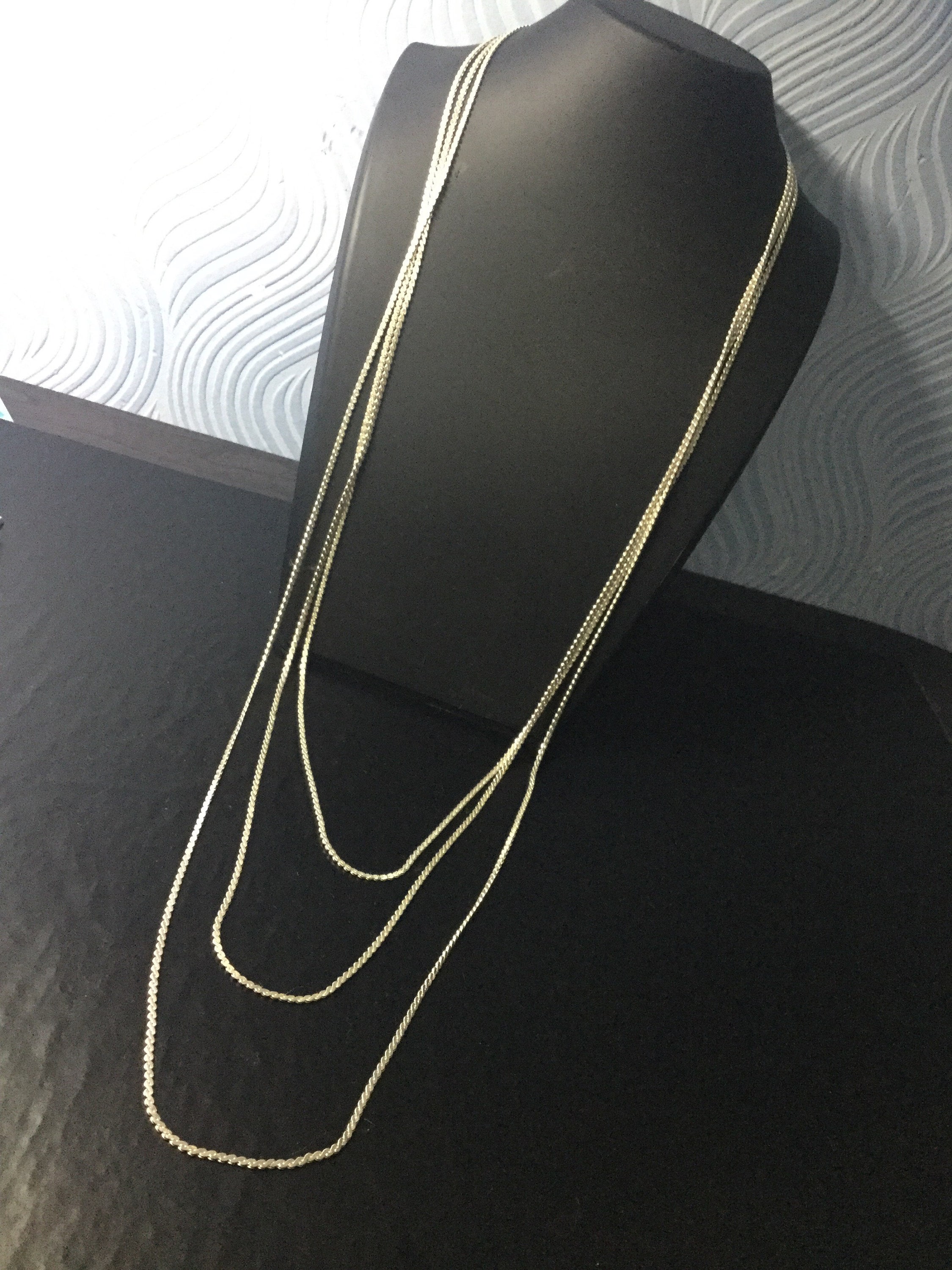 Sterling silver 3 strand necklace | Etsy