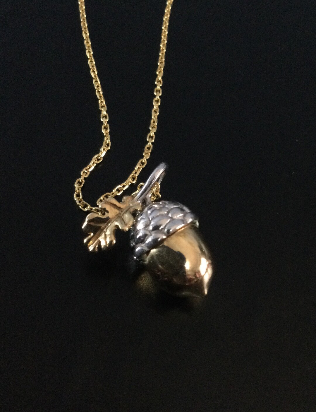 Silver Gilt Acorn Pendant and Chain - Etsy
