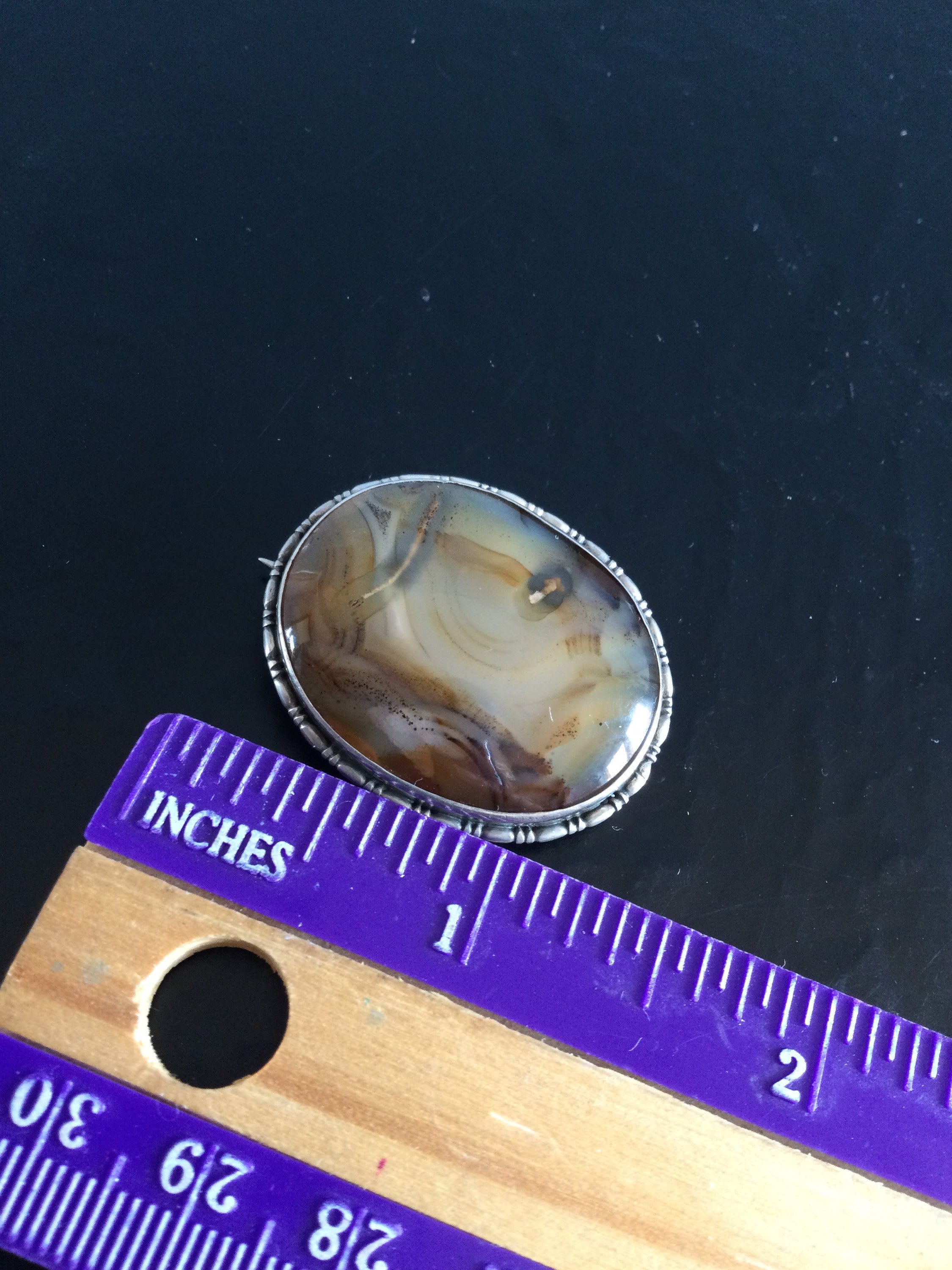 Silver agate brooch | Etsy