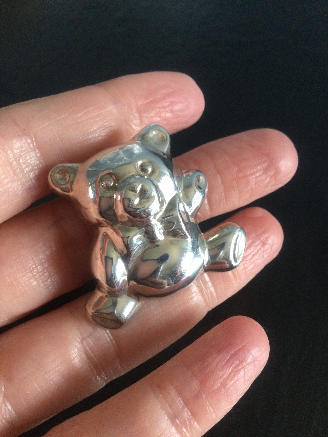 Sterling Silver Teddy Bear Brooch or Pendant - Etsy