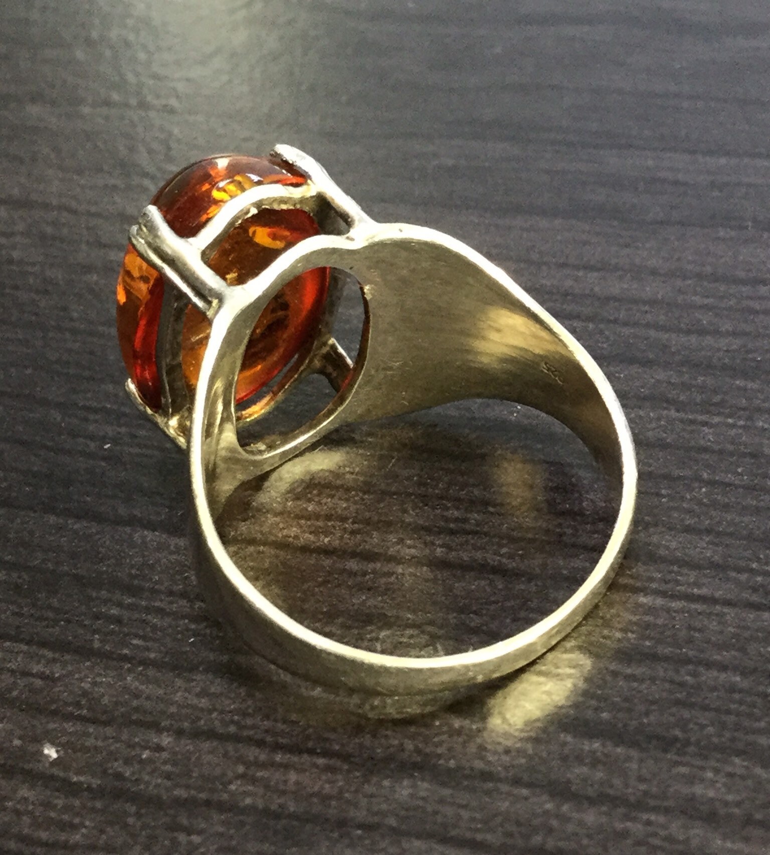 Sterling Silver Amber Ring - Etsy