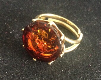 Real Gold Amber Ring - Etsy