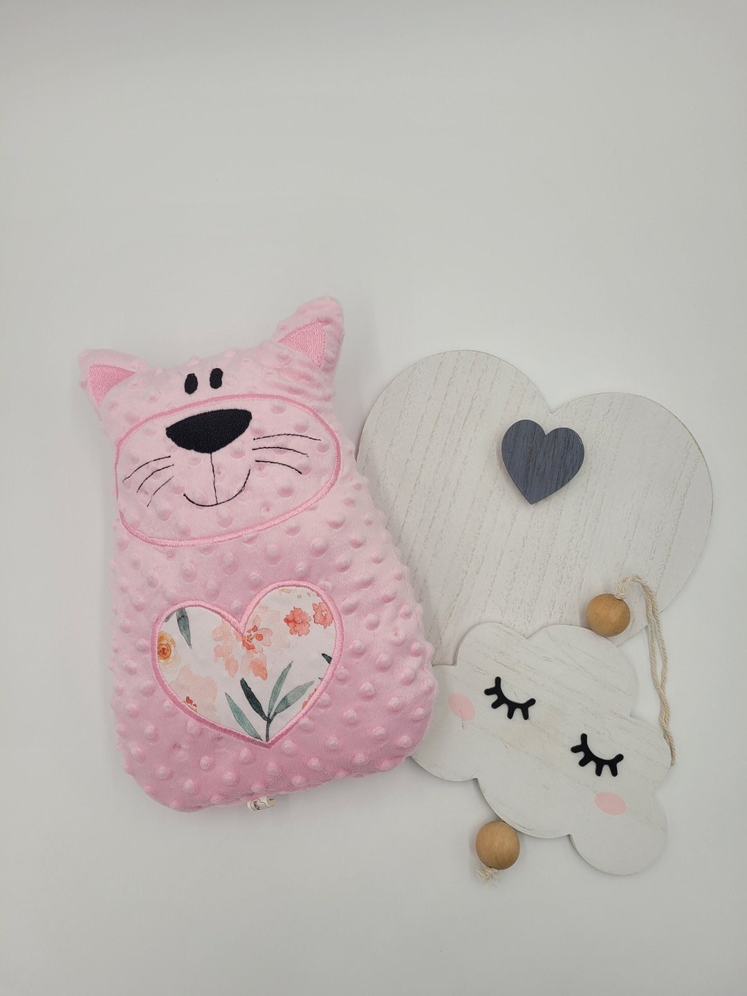 Pink Plush Cat, Large Cat Toy, Handmade in US, Minky Cat, Pink Cat ...