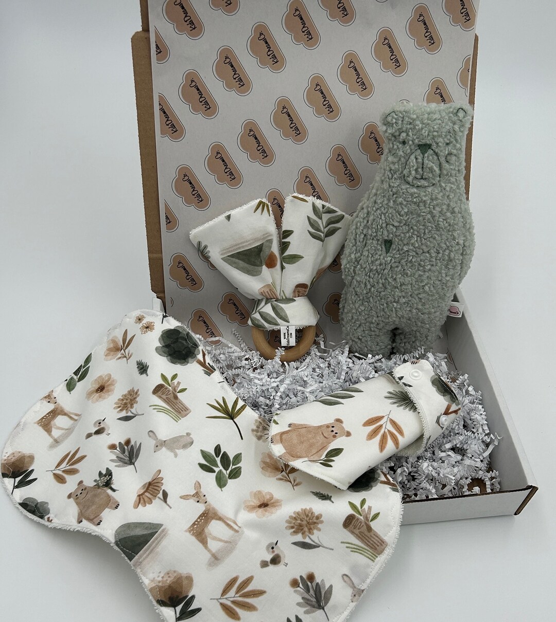 Teddy Bear Gift Set, WOODLAND Baby Gift, SAGE Bear Gift Box, Build Your ...