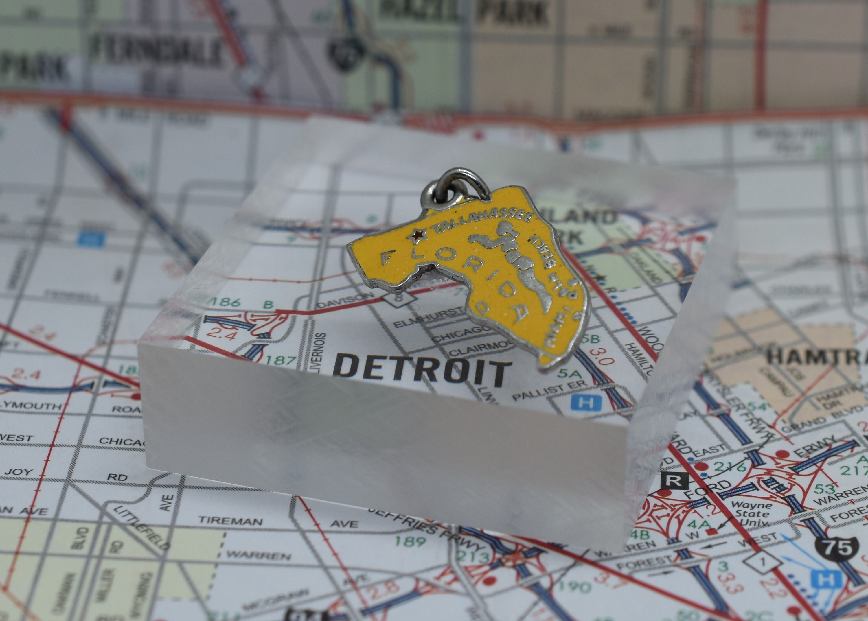 Vintage Enamel & Sterling Silver Florida State Map Charm - Etsy