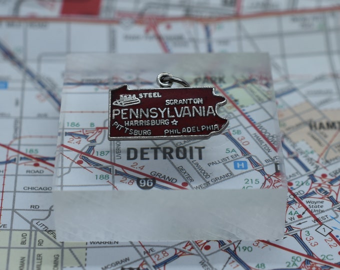 Vintage Enamel & Sterling Silver Florida State Map Charm Featuring ...