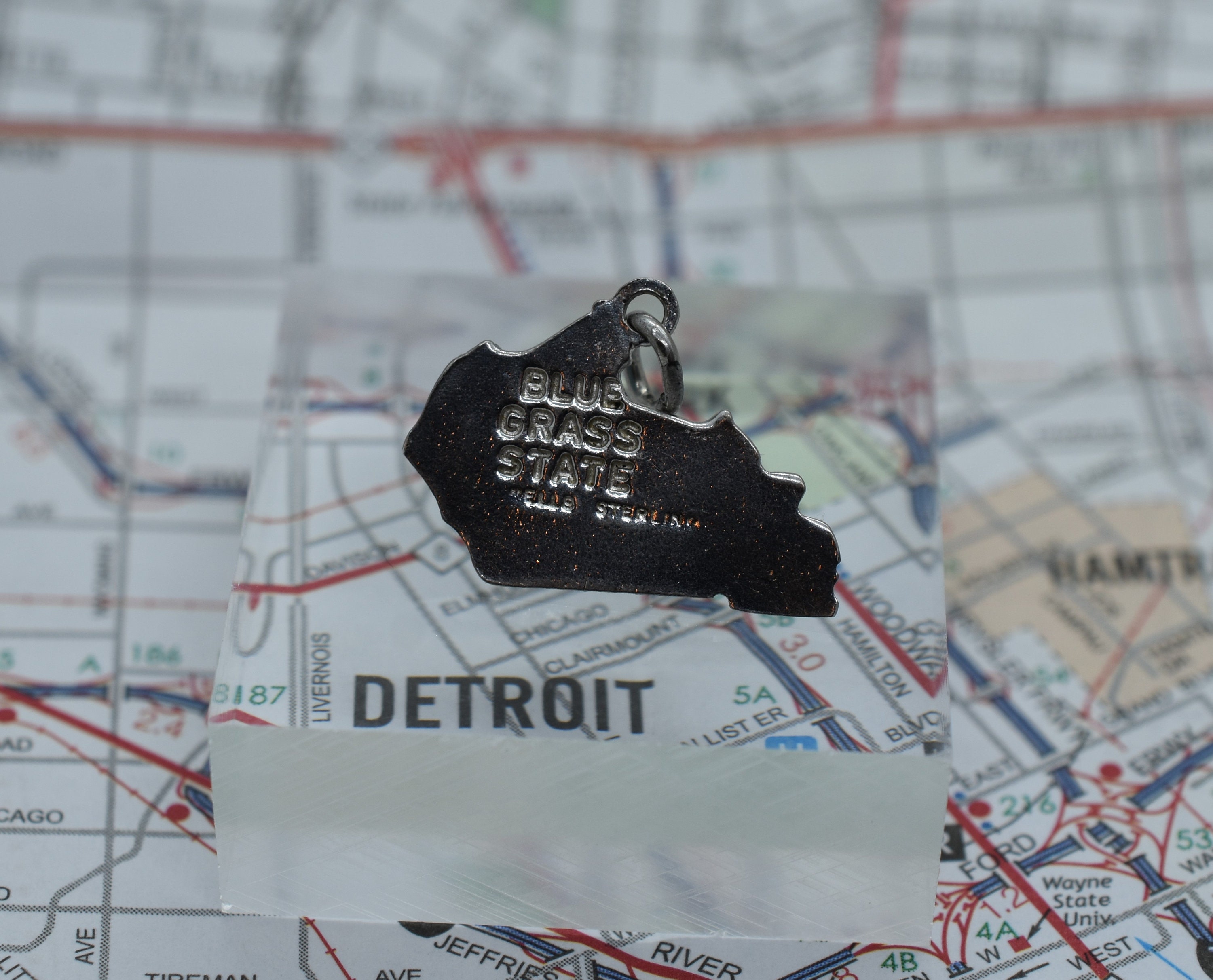 Vintage Enamel & Sterling Silver Kentucky State Map Charm Featuring ...