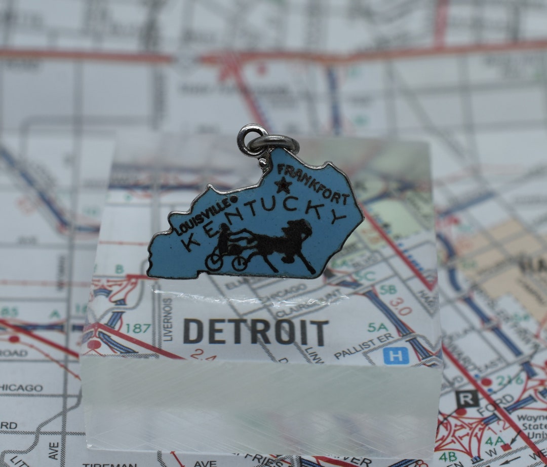 Vintage Enamel & Sterling Silver Kentucky State Map Charm Featuring ...