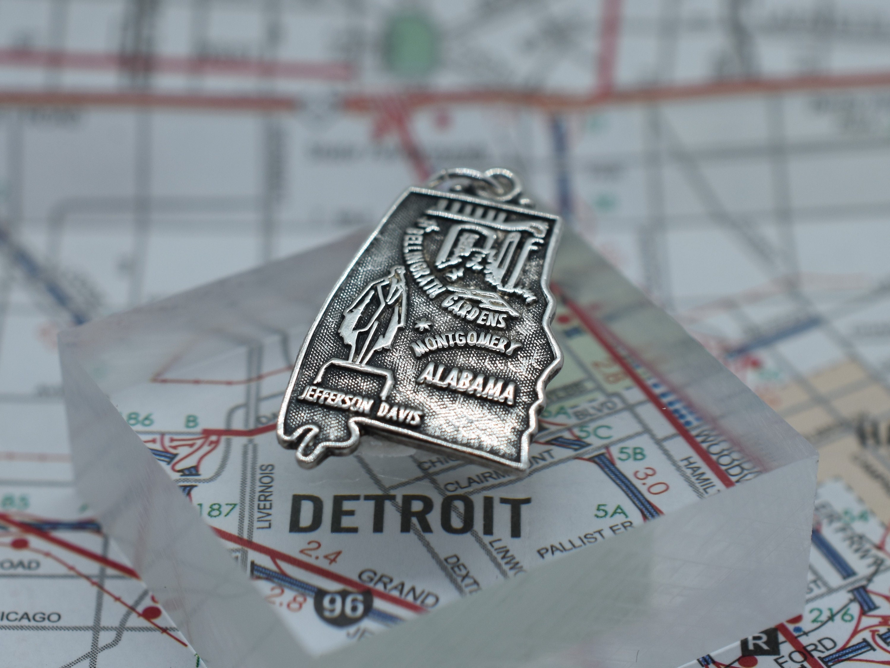 Vintage Sterling Silver Alabama State Map Charm for Bracelet Featuring ...