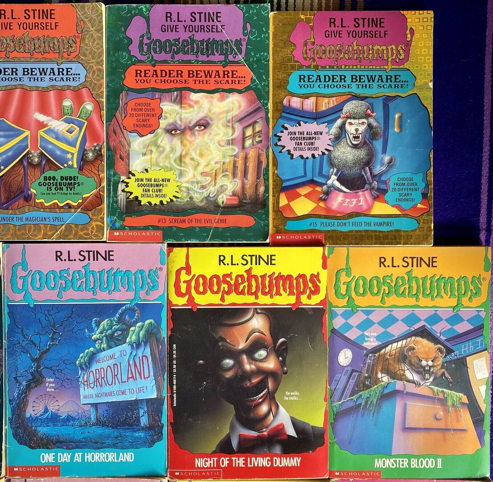 Vintage 90s Goosebumps Lot Original Covers 14 Books 2 VHS RL Stine ...