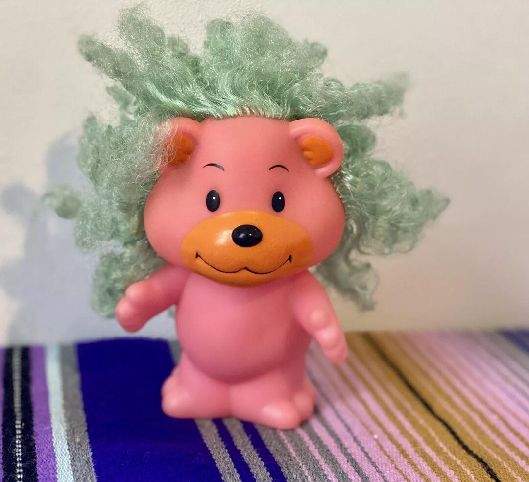 Rare 1988 Light up Beamer Bear by Lanard | Pink With Green Curly Hair ...