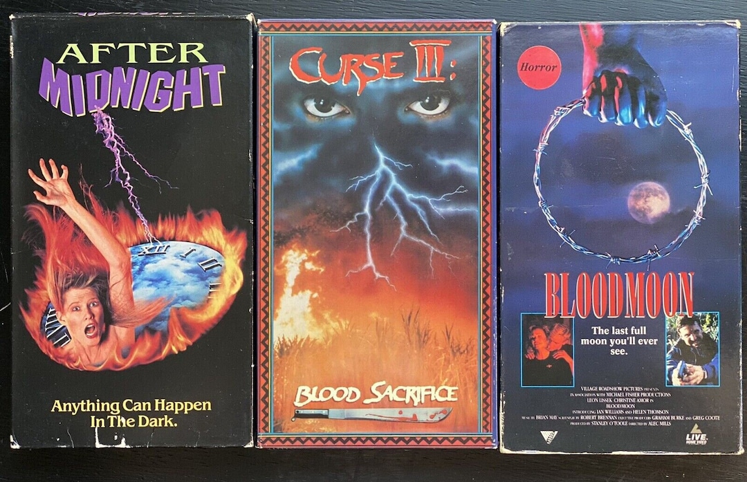 80s 90s Horror VHS Lot Bloodmoon, Curse III Blood Sacrifice, After ...