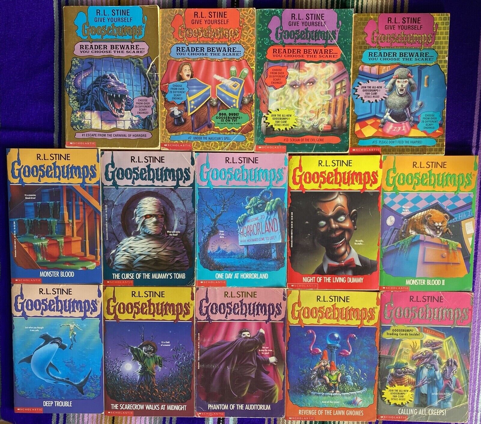 Vintage 90s Goosebumps Lot Original Covers 14 Books 2 VHS RL Stine ...