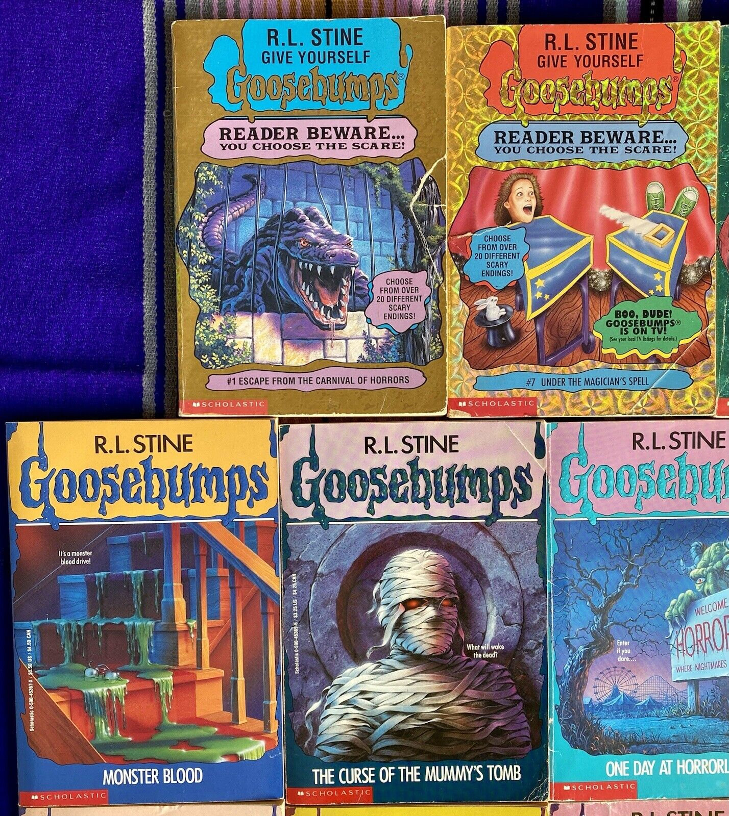 Vintage 90s Goosebumps Lot Original Covers 14 Books 2 VHS RL Stine ...