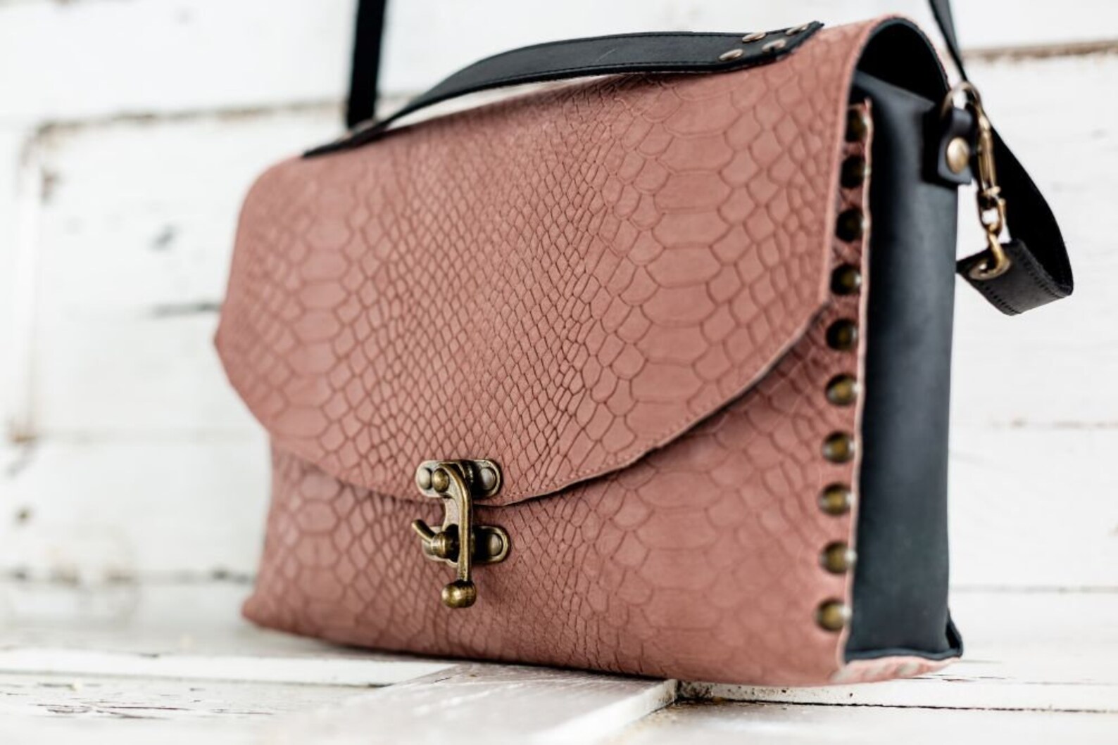 Bolso de piel bolsas de cuero bolso rosa de piel vintage - Etsy España