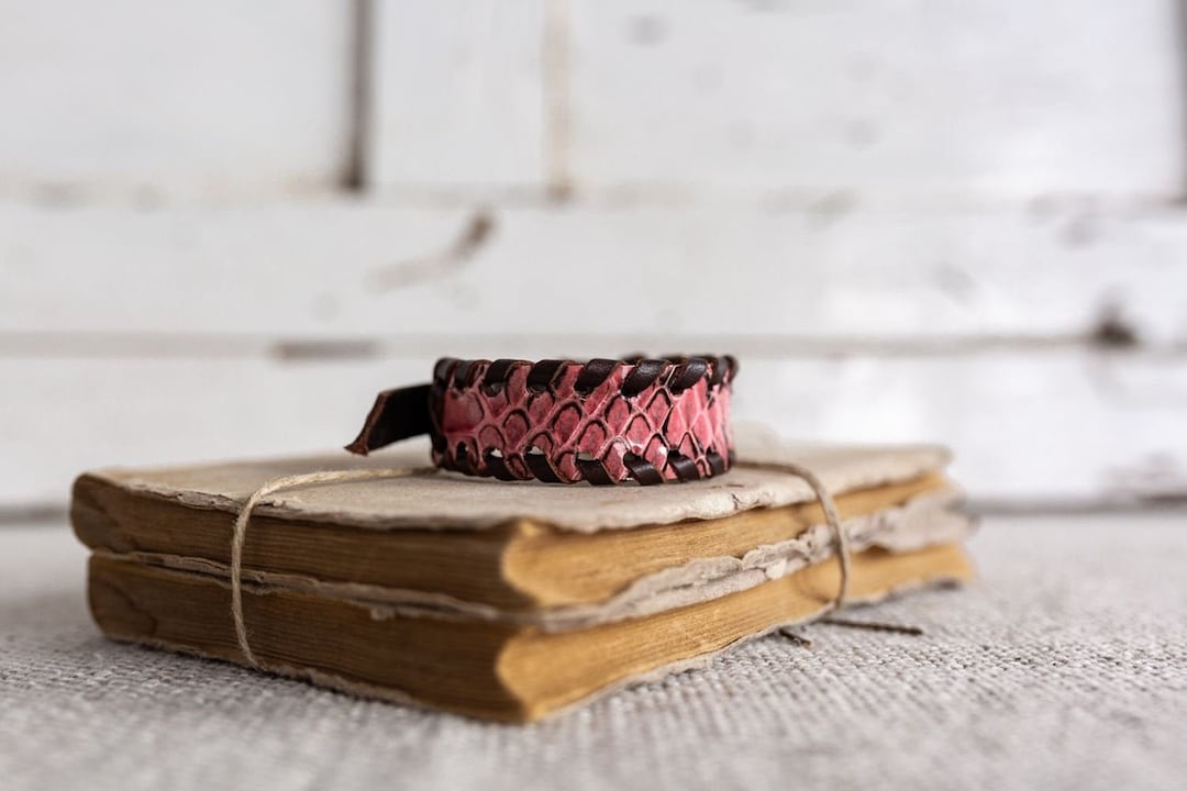 Snake Leather Bracelet, Pink Python Leather Snake Bracelet for Woman ...