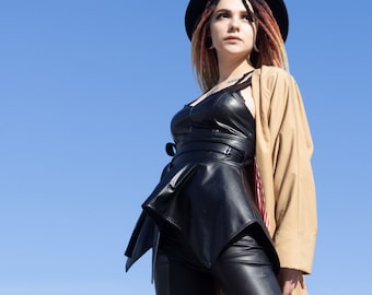 Faux Leather Black Top - Etsy