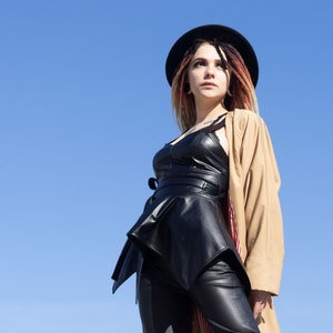 Leather Top With a Basque. Basque Crop Top Black Eco Faux Leather ...