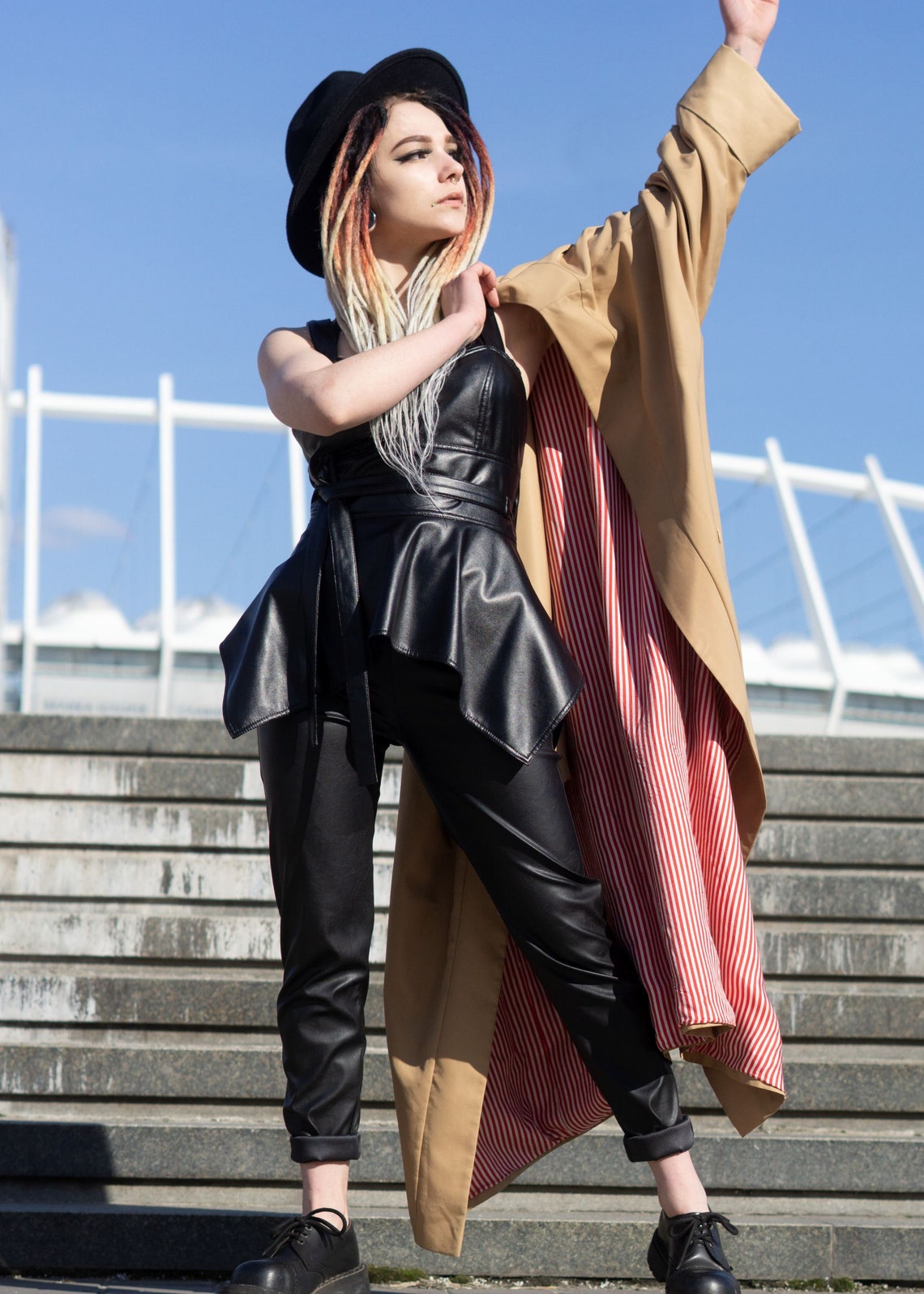 Leather Top With a Basque. Basque Crop Top Black Eco Faux - Etsy