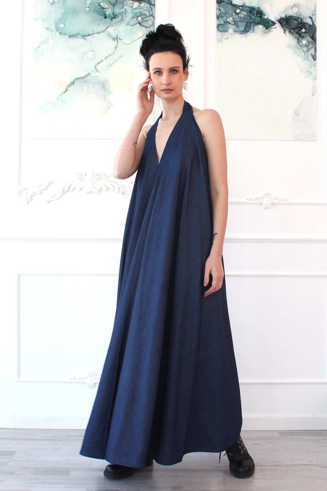 Denim Sundress Backless Dress Womens Sundress Spring Plus Size - Etsy
