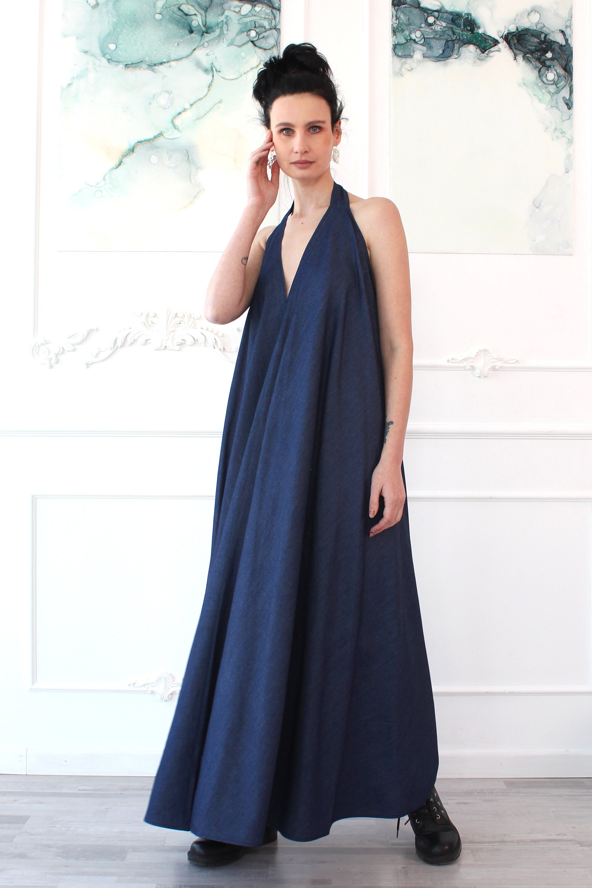 Denim Sundress Backless Dress Womens Sundress Spring Plus Size Cute ...