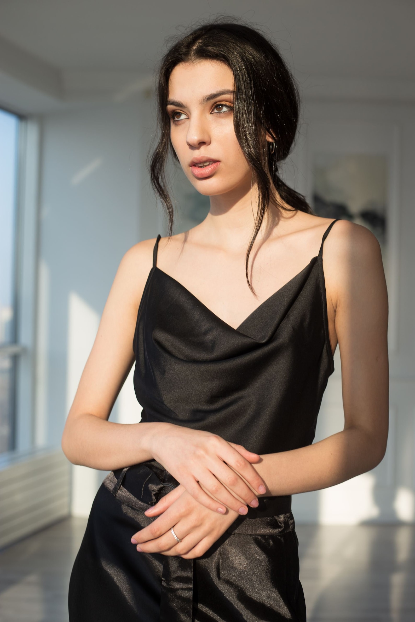 Silk slip Top Thin straps. Sexy Basic Tops Women. Thin Wild | Etsy