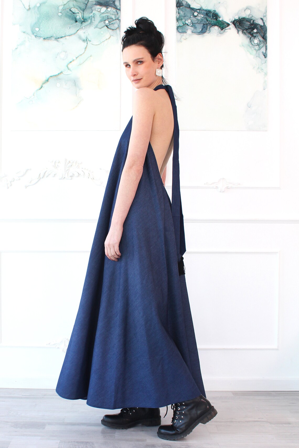 Denim Sundress Backless Dress Womens Sundress Spring Plus Size - Etsy