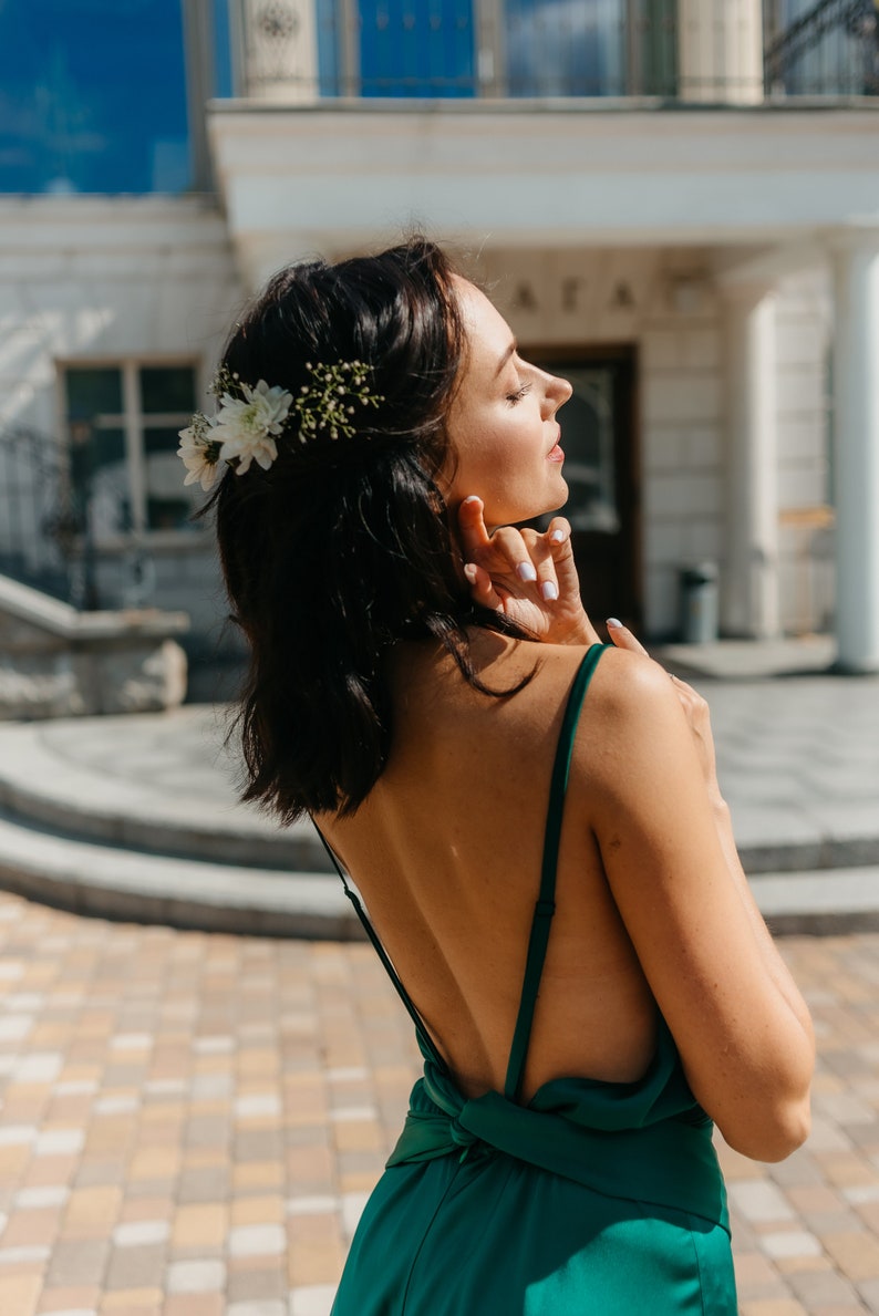 Green Wedding Dress Long Maxi Dress With Open Back Backless - Etsy